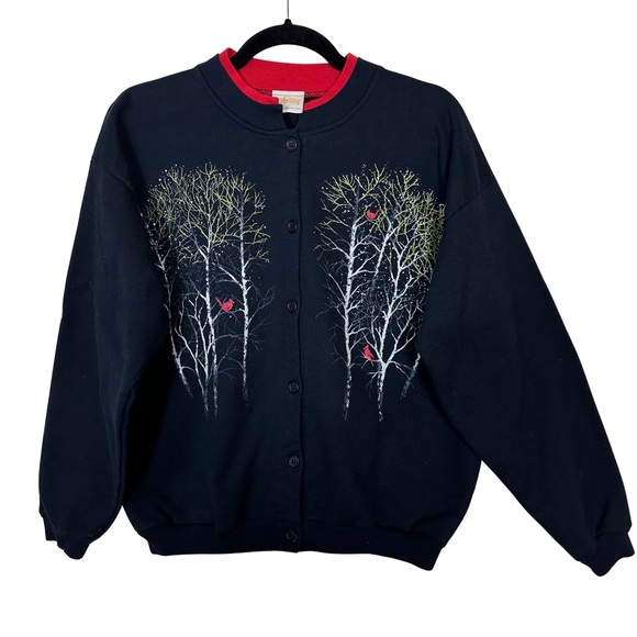 Vintage | Sweaters | Vintage Artisans Cardinal Glitter Winter Graphic ...